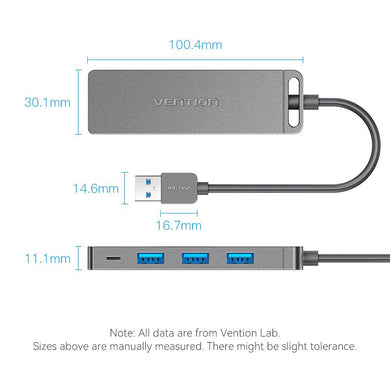 Vention USB 3.0 Hub: 4 Ports, 5Gbps Speed, Compact Design