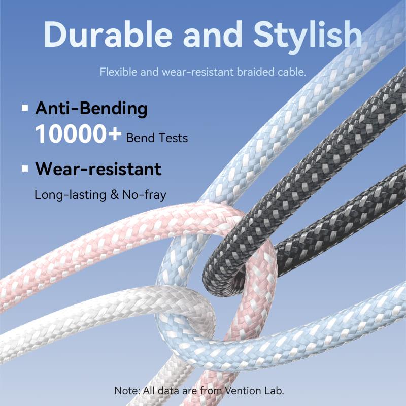 Vention 27W Colorful Braided Cable - Fast Charging, Durable & Stylish