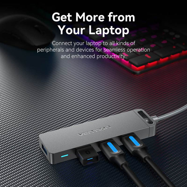 Vention USB 3.0 Hub: 4 Ports, 5Gbps Speed, Compact Design
