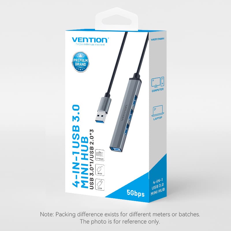Vention 4-Port USB Hub - Ultra-Slim, 5Gbps, Pocket-Sized