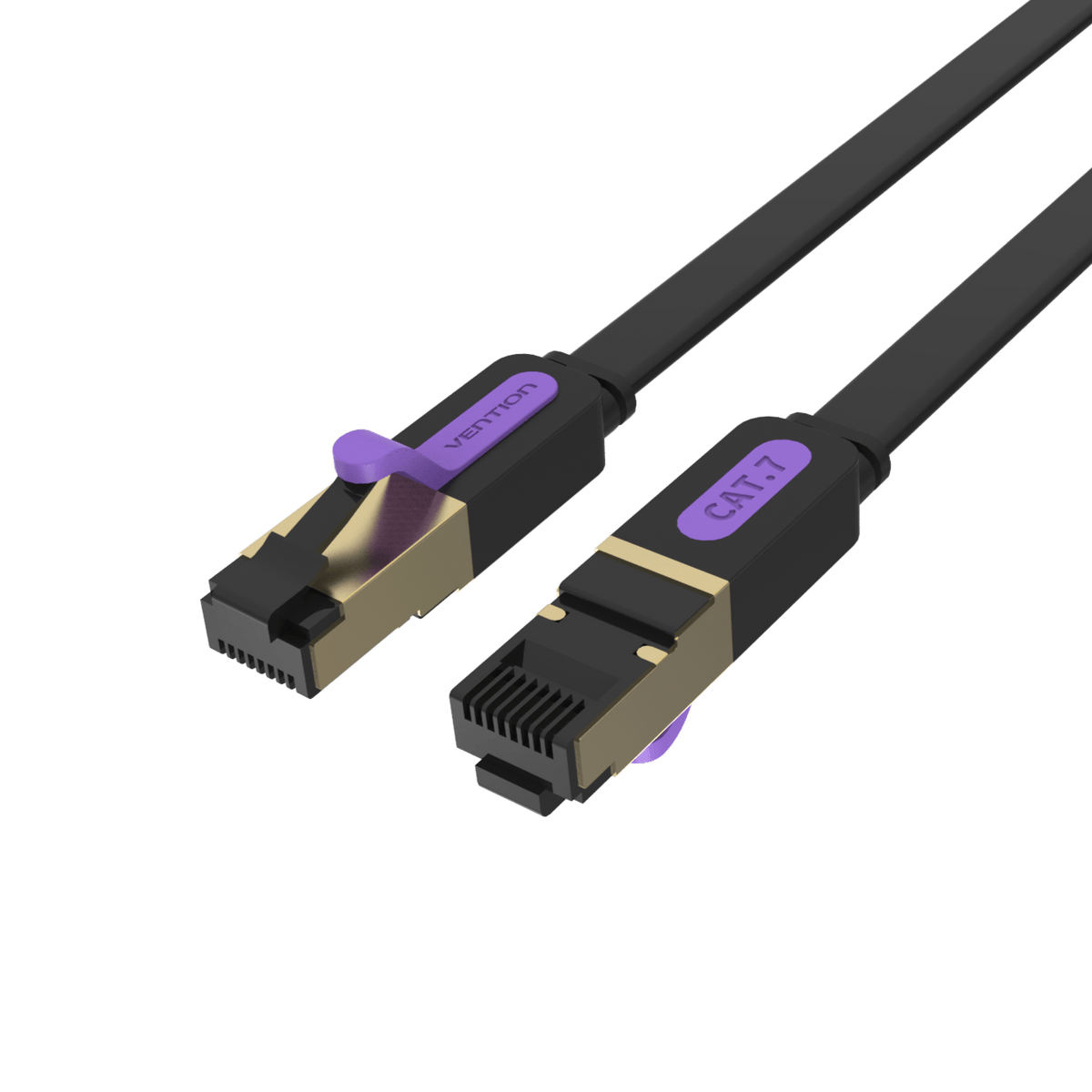 High-Speed Vention Flat CAT7 Shielded Ethernet Patch Cable - 10Gbps, 600MHz