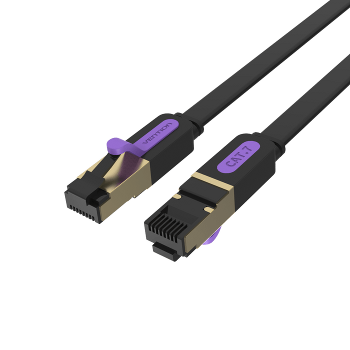 High-Speed Vention Flat CAT7 Shielded Ethernet Patch Cable - 10Gbps, 600MHz