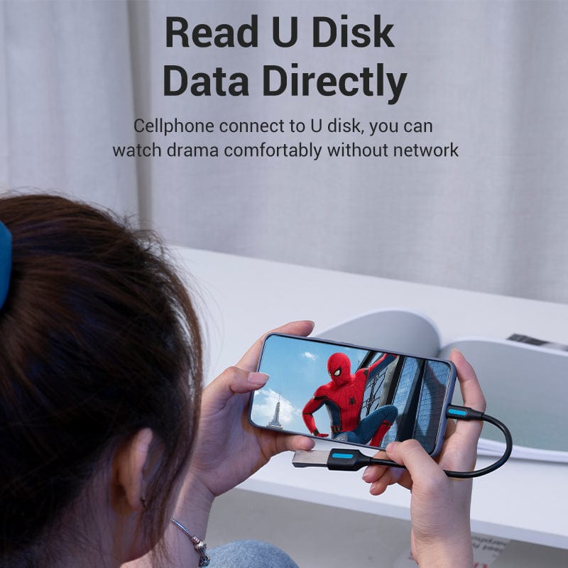 USB 2.0 Micro-B Male to A Female OTG Cable 0.15M Black PVC Type