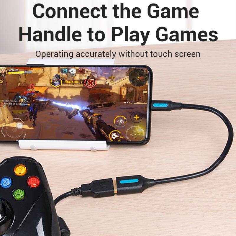 USB 2.0 Micro-B Male to A Female OTG Cable 0.15M Black PVC Type