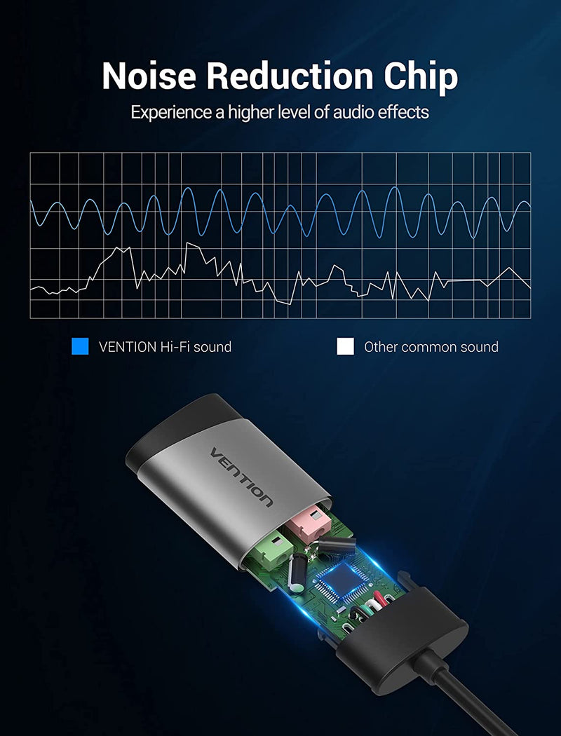 Vention USB External Sound Card - Plug & Play Audio Adapter
