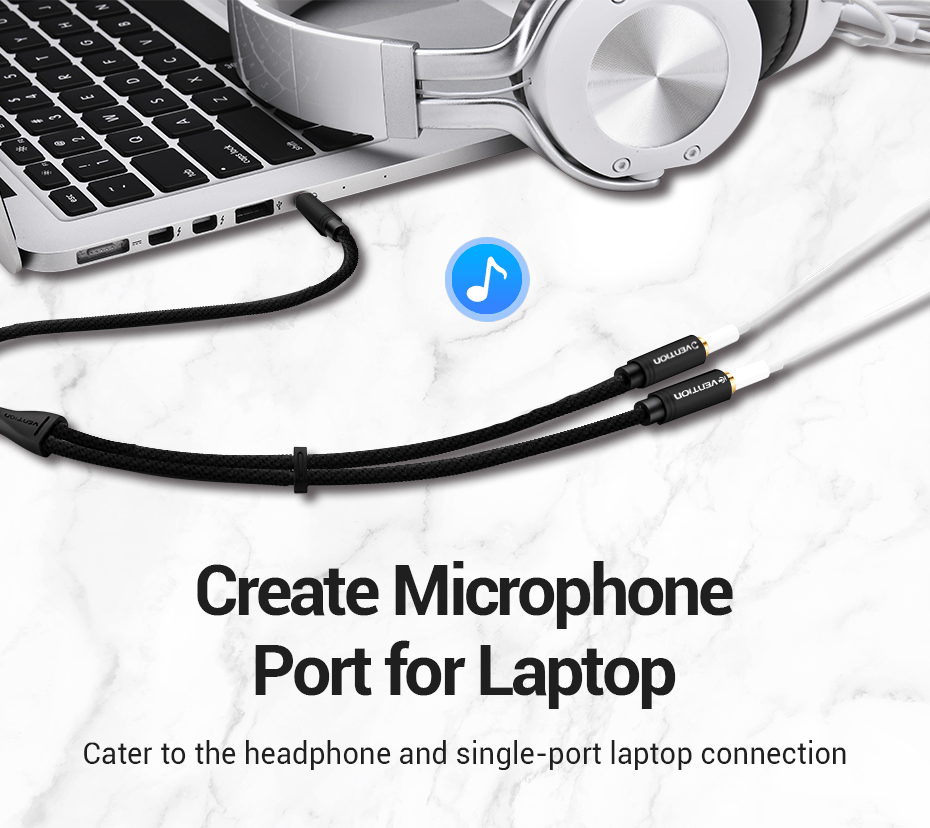 Mobile Phone Audio Splitter Cable for Live Streaming & Recording