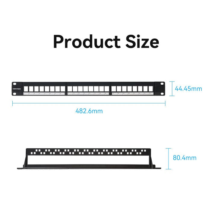 Vention 24-Port Unloaded Keystone Patch Panel – Efficient Network ...