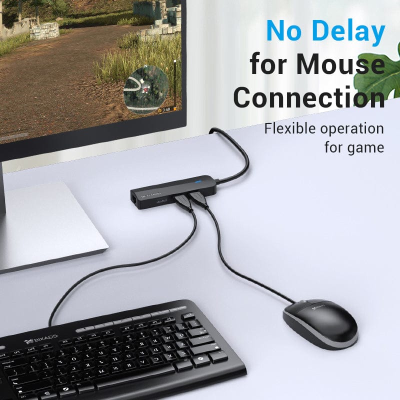 3-Port USB 2.0 Hub with 100M Ethernet Adapter