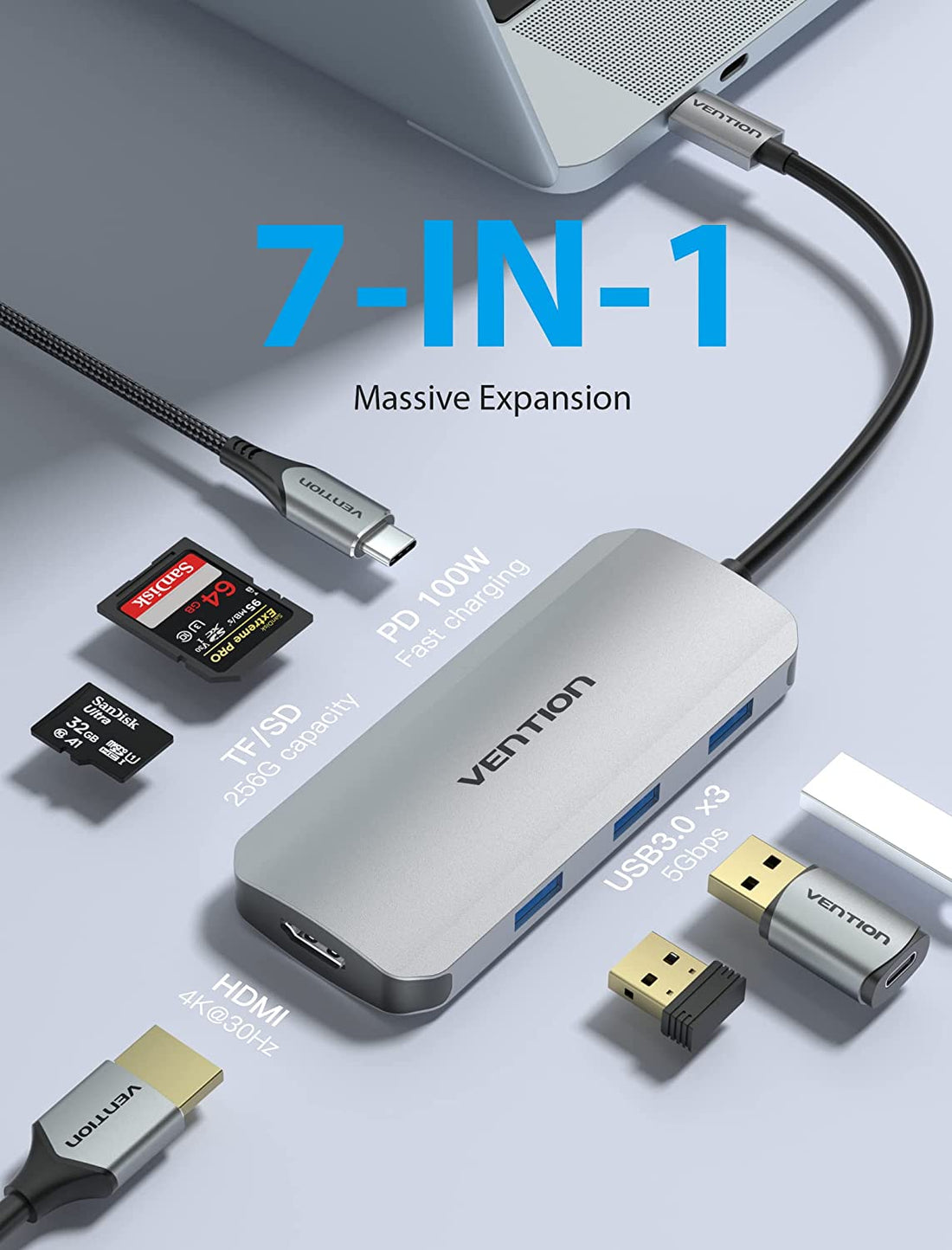 Vention 7-in-1 USB-C Docking Station | Enhance Your Connectivity
