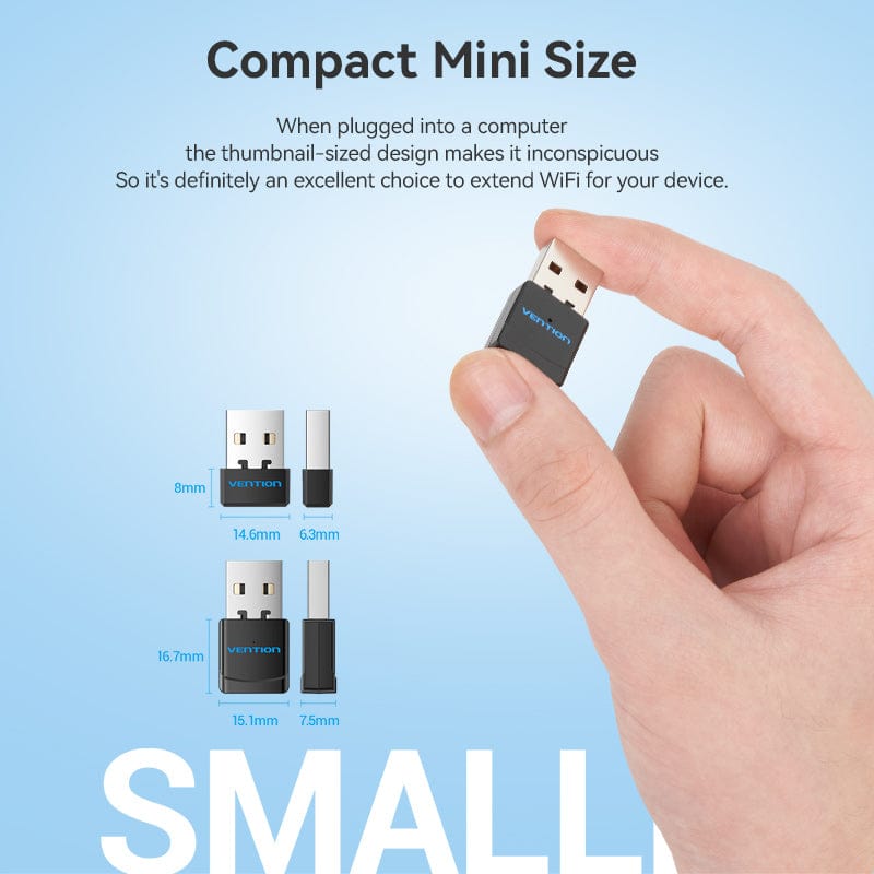 Vention Mini USB WiFi Adapter - Dual Band AC600