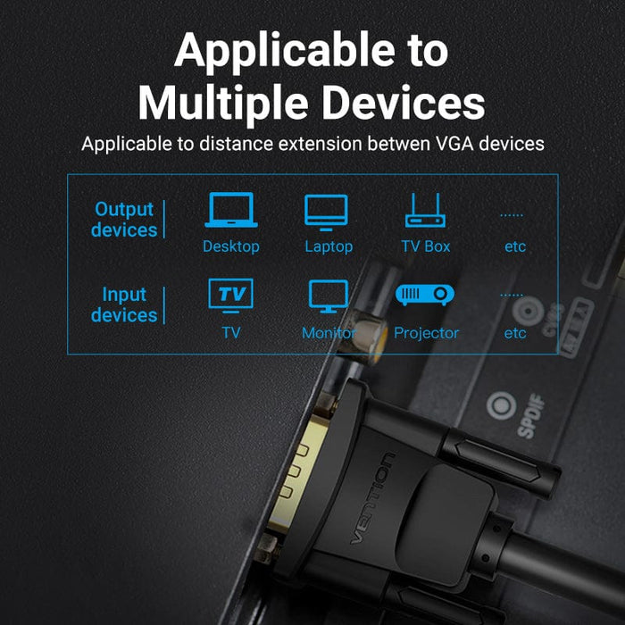 Vention VGA Extension Cable (1m) - 1080P Full HD, Gold-Plated